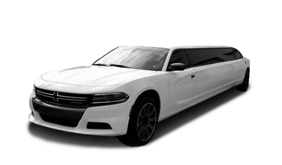 Dodge Charger white limo 10 PAX - Limo Service Booking